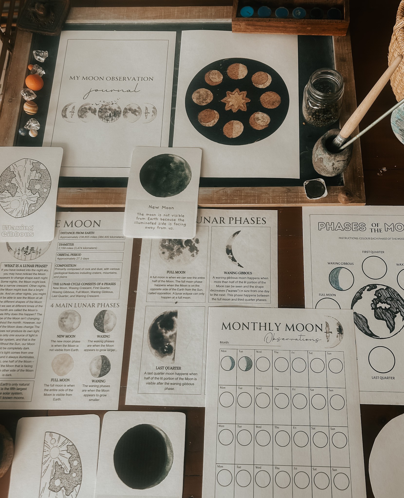 Free Moon Phase Flashcards for Your Little Learners - Teach Me, Mama